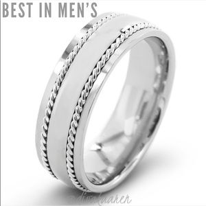 Accessories | Mens Polished Titanium With Sterling Silver Rope | Poshmark